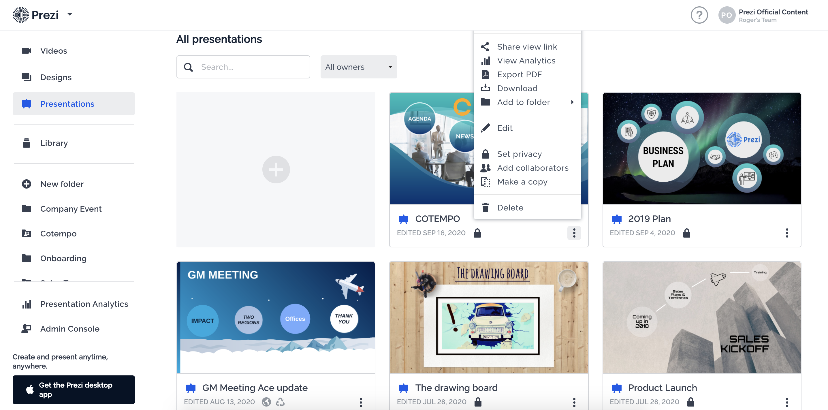 Navigating the Prezi dashboard – Prezi Support Center