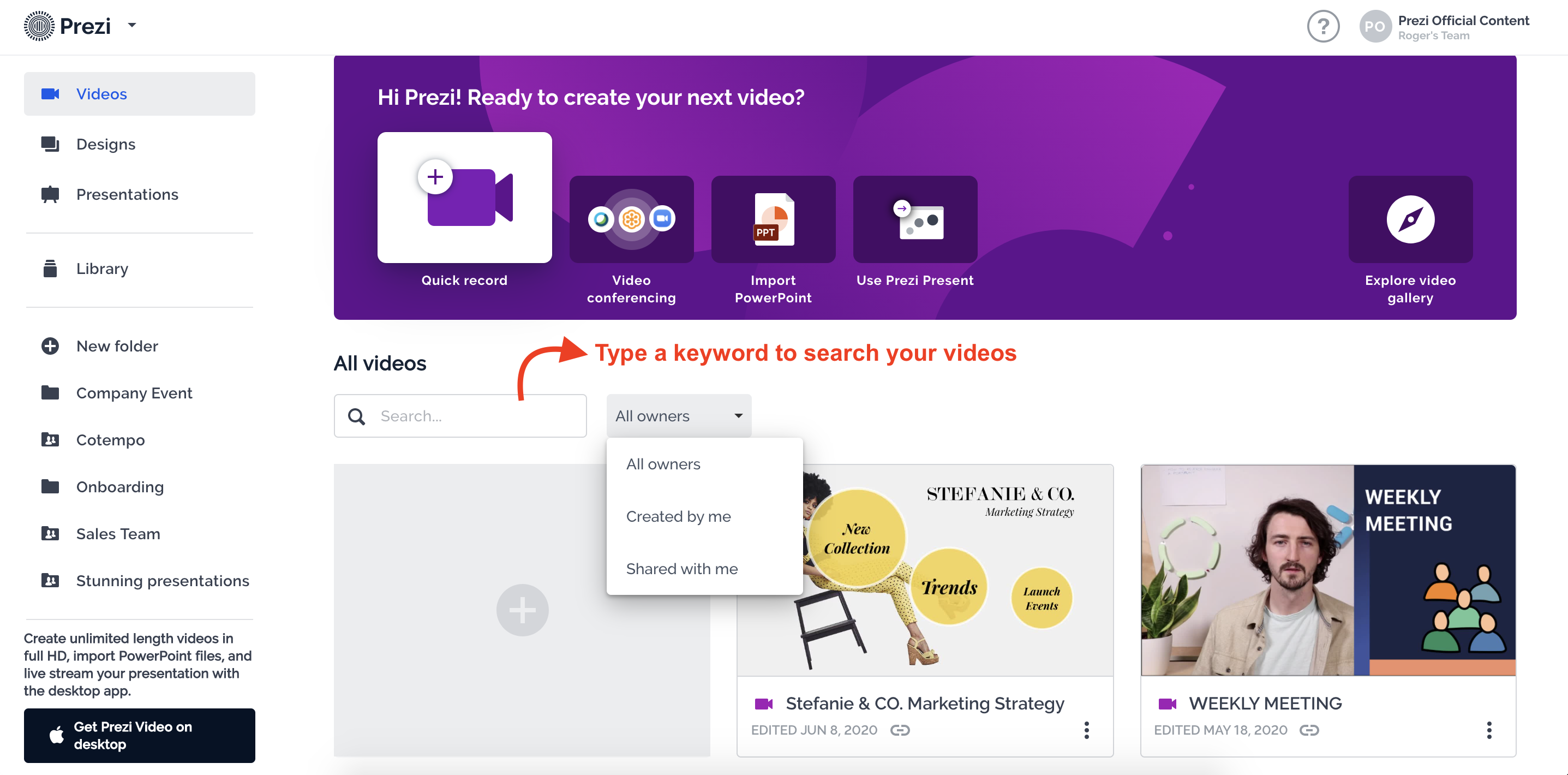 Navigating the Prezi dashboard – Prezi Support Center
