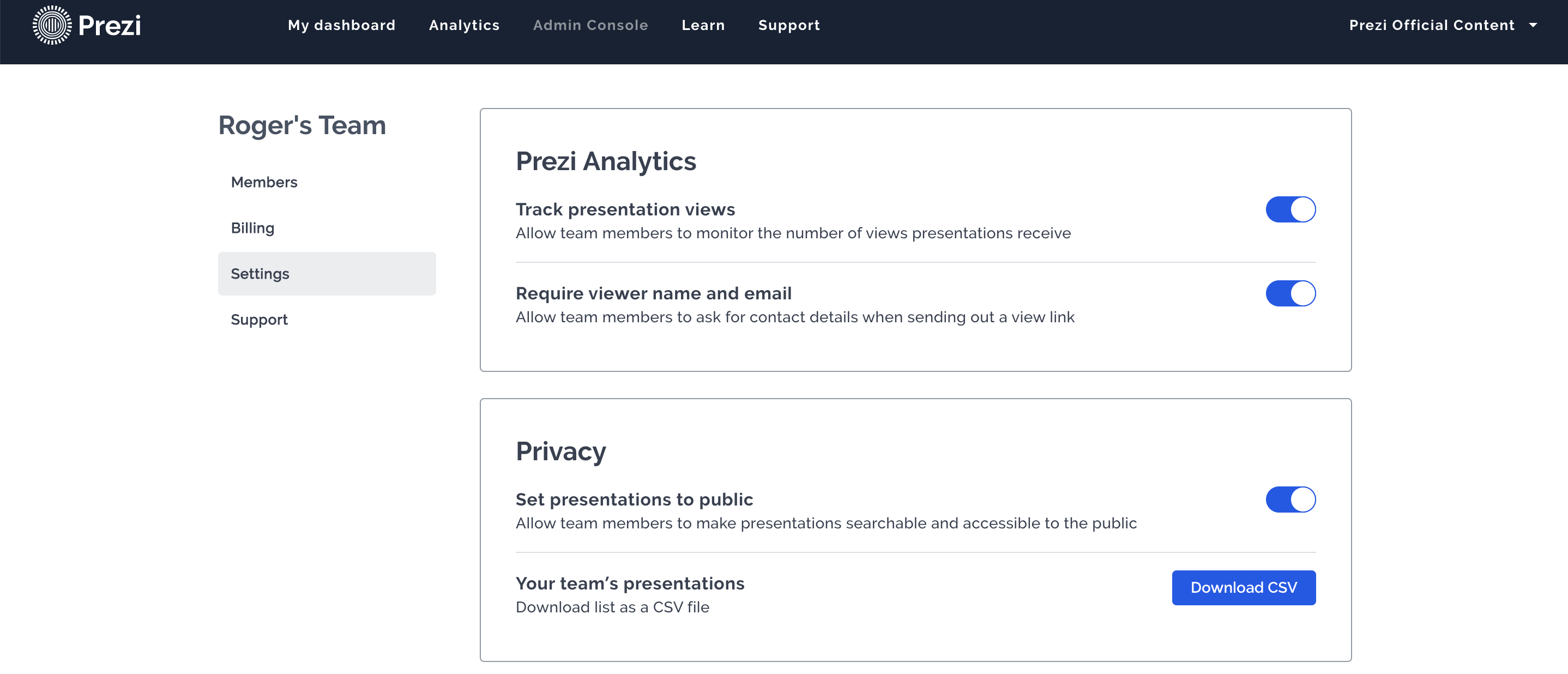 Managing your Prezi team – Prezi Support Center